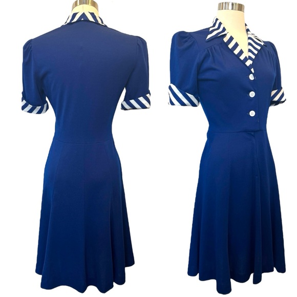Vintage | Dresses | Vintage Jody Of California Fit Flare 7s Blue White ...